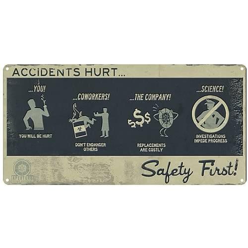 Portal Safety First Tin Wall Sign - ToynkDownUnder